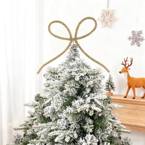 Christmas Tree Topper, Rhinestone Bow Tree Topper, Large Metal Bow Tree ...