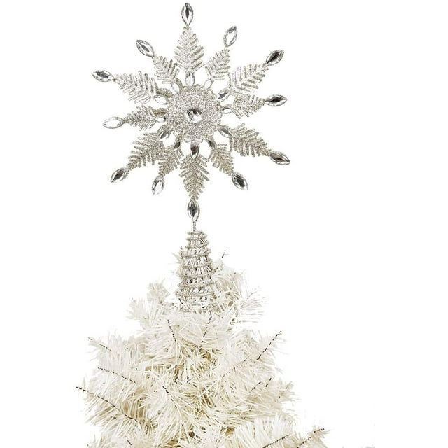 Walmart Xmas Tree Topper, Silver Snowflake Metal Star, Holiday ...