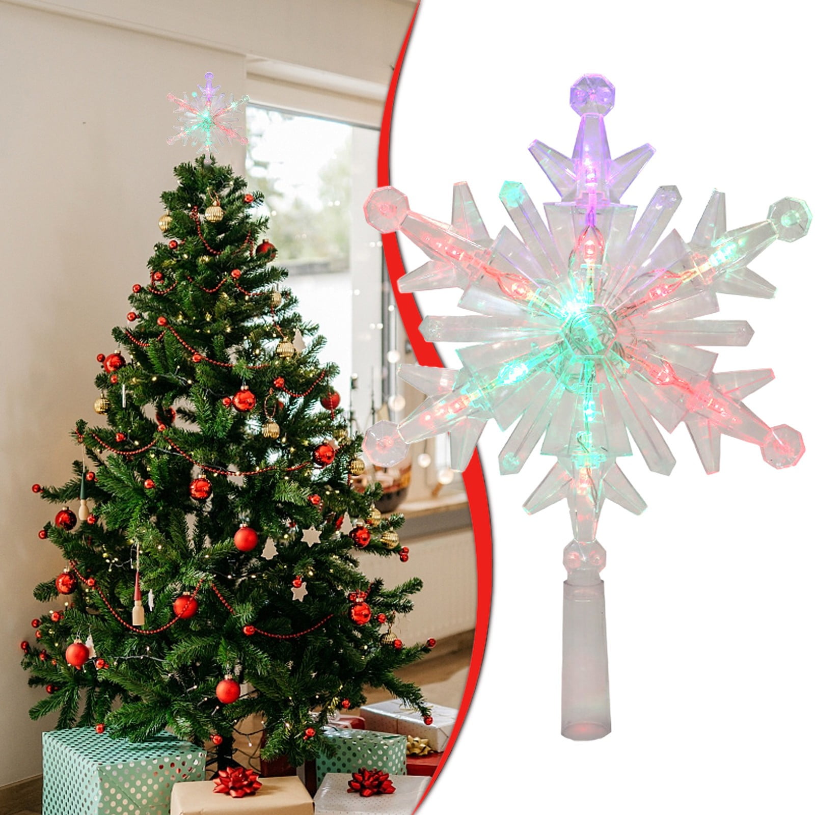 Christmas Tree Topper,Snowflake Treetopper,Christmas Tree Top Led Star ...