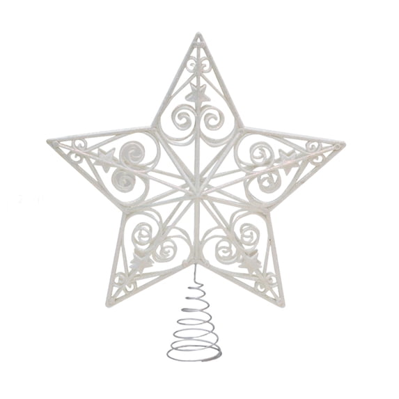 Christmas Tree Topper Star - Plastic Hollow Glitter Design with Spring ...
