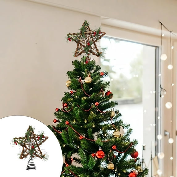 Christmas Tree Topper Star with LED Lights | Wooden & Metal Five ...