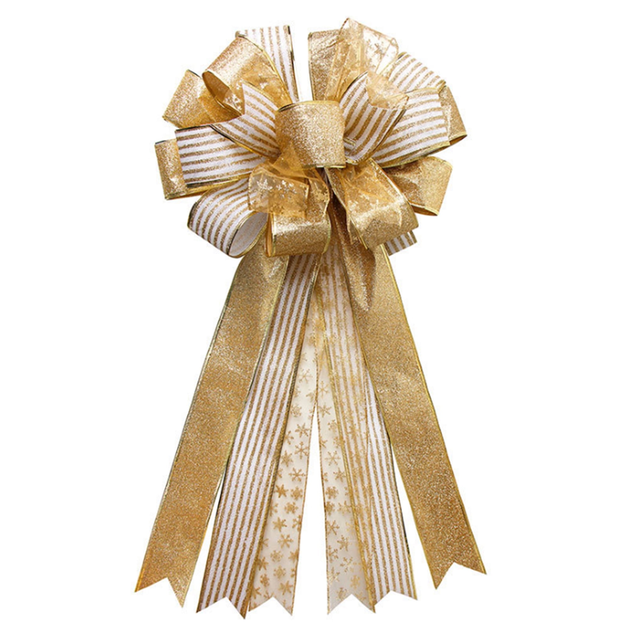 Christmas Tree Topper 30x13In Large Buffalo Plaid Burlap Decorative Bow ...