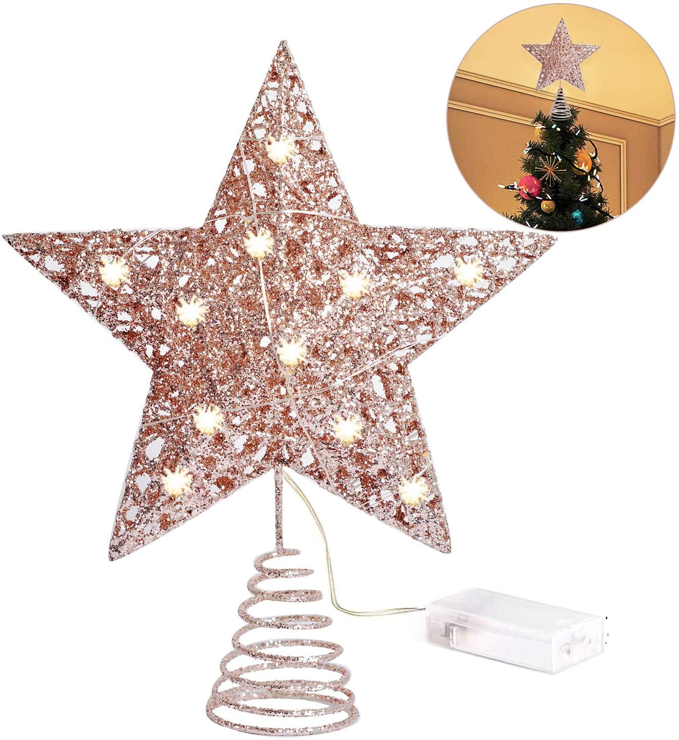Christmas Tree Toppers, 8-Inch Star Tree Toppers Rose Gold Tree Toppers ...
