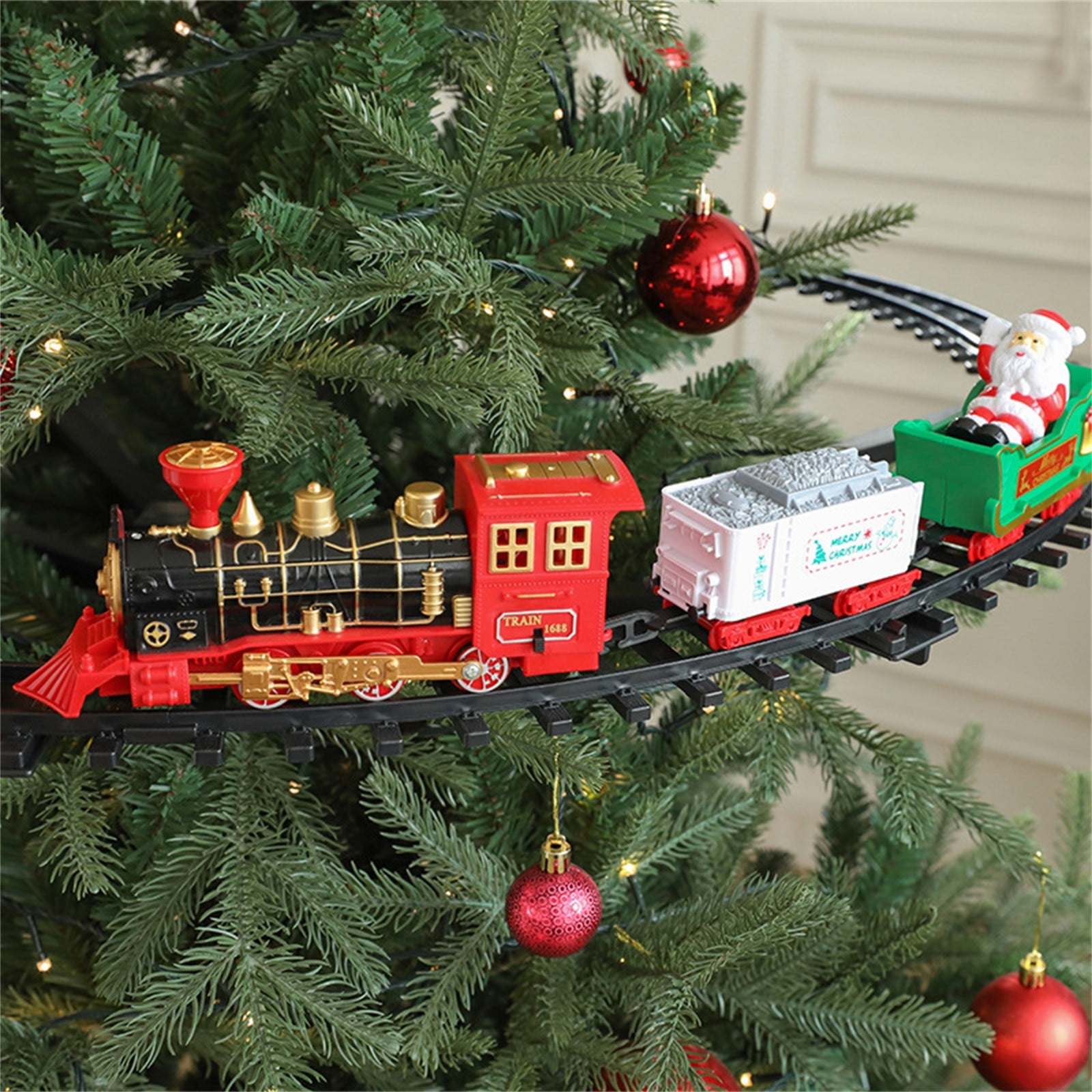 Christmas Tree Train Set with Lights and Sounds Railway Tracks Sets ...