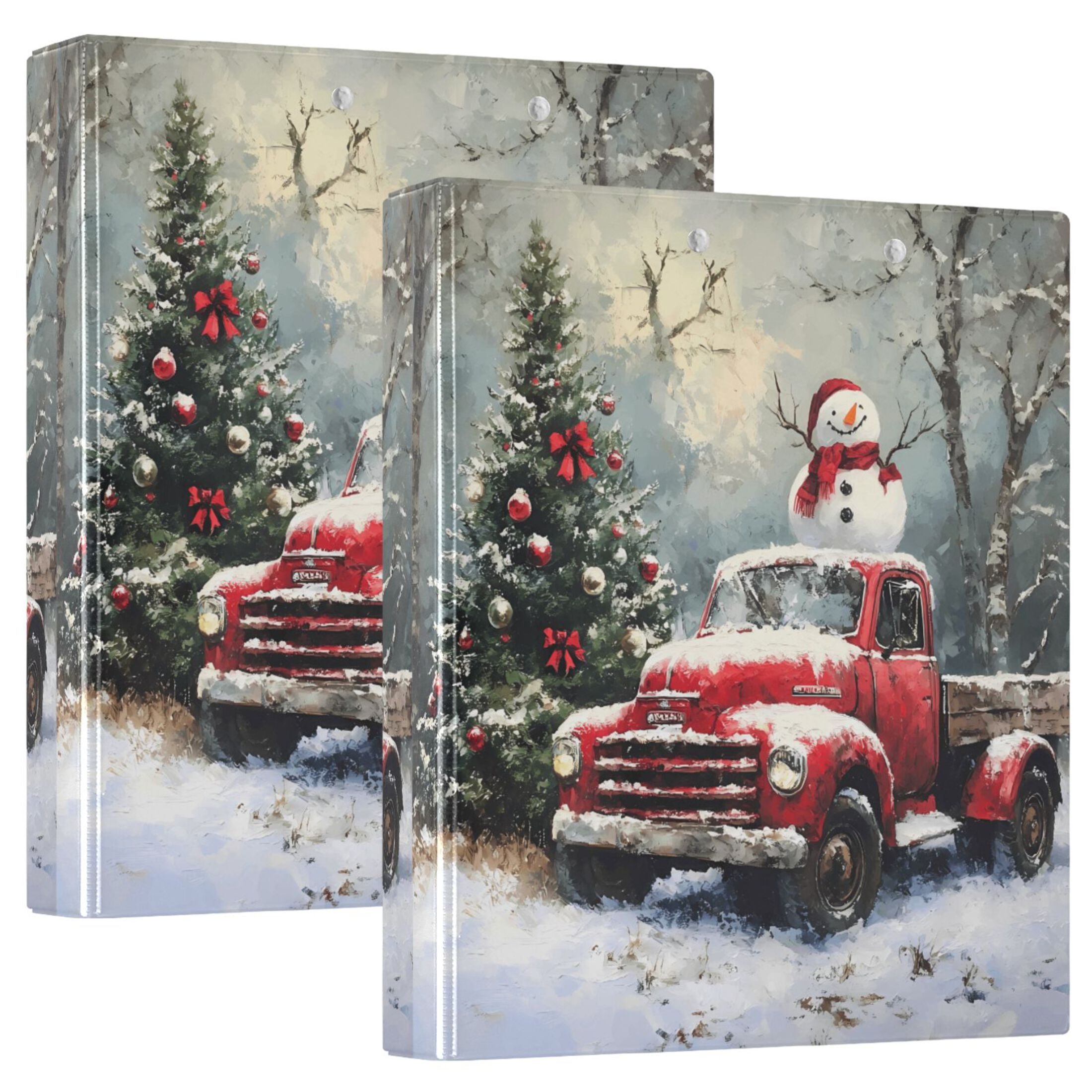 Christmas Tree Truck Snowman Hardcover 3 Ring Binder 1.5” Round Rings ...