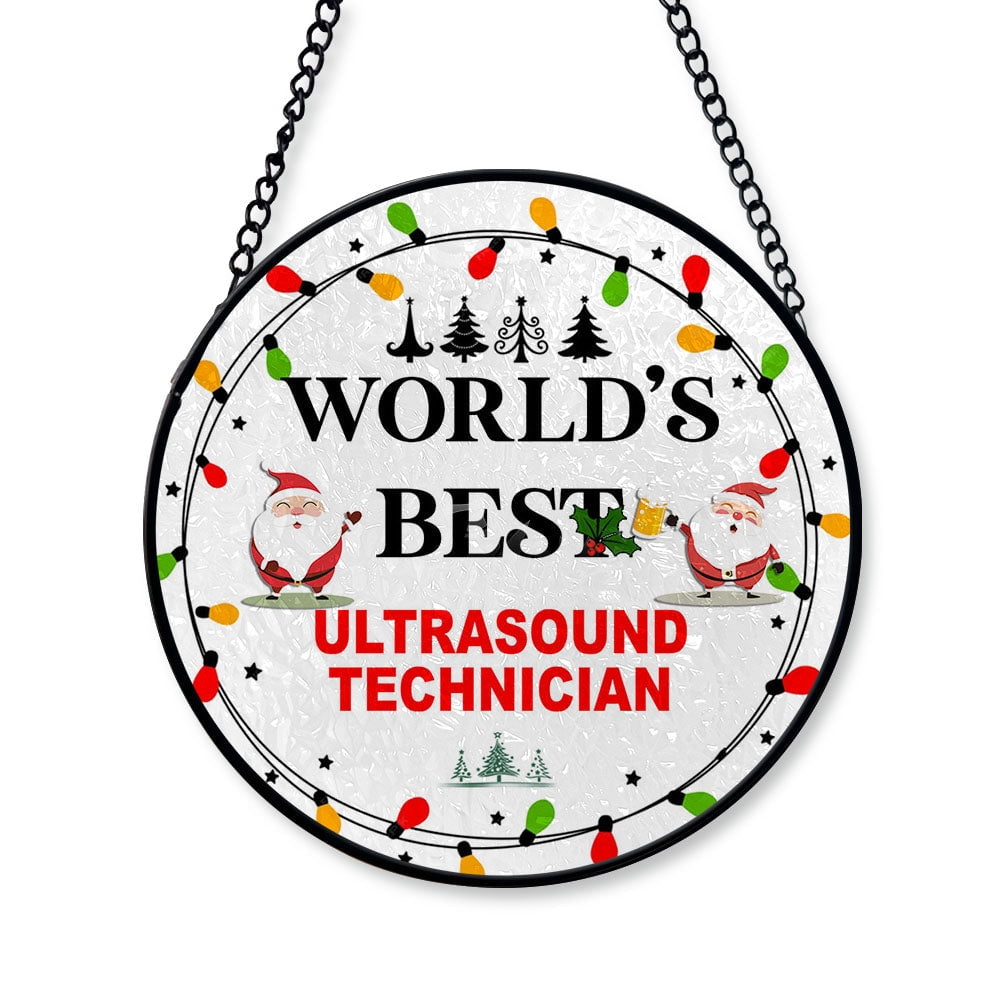 Christmas Tree, Ultrasound Technician Stained Glass Window Hanging ...