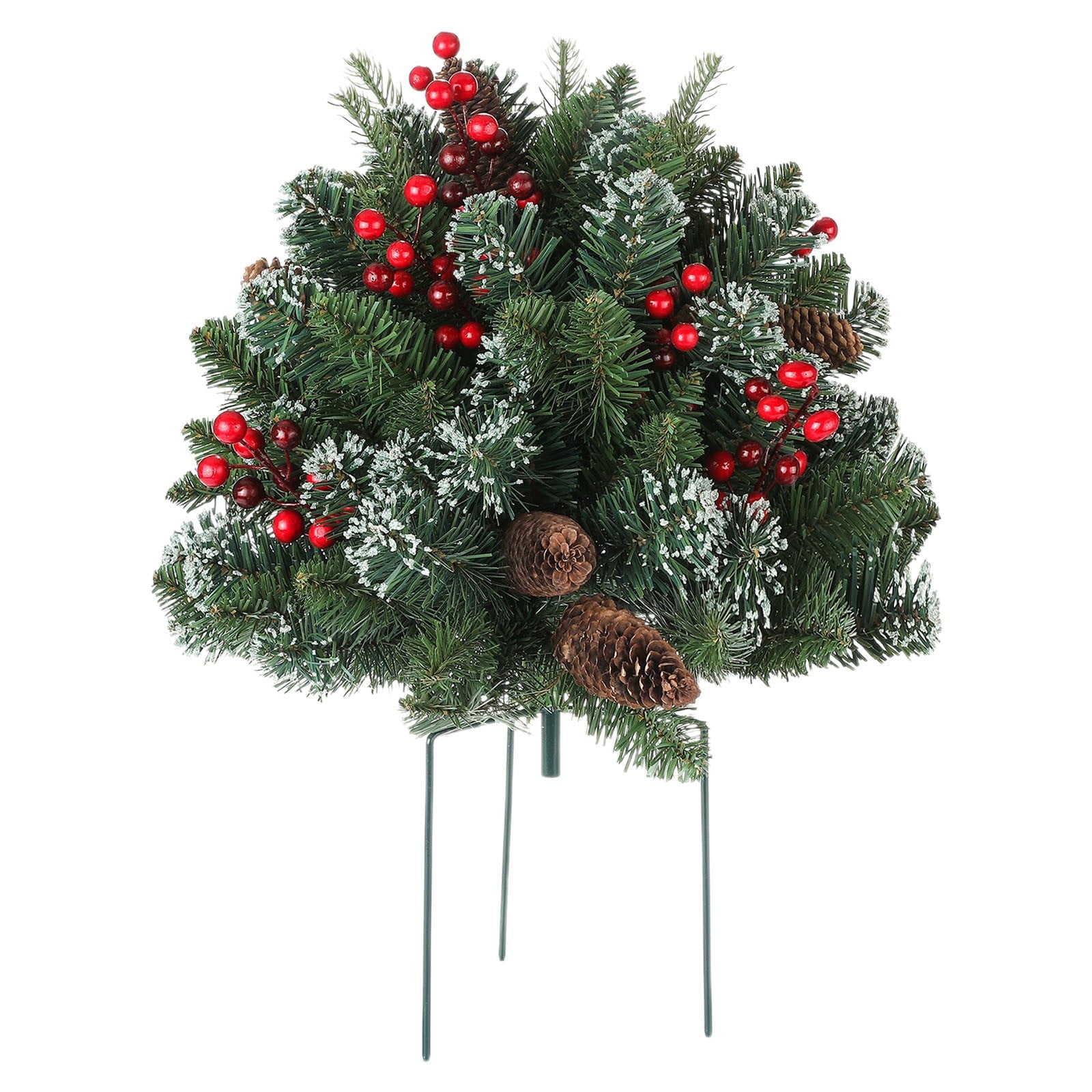 Christmas Tree Urn Filler, Christmas Pine Bush with Berries & Pinecones ...