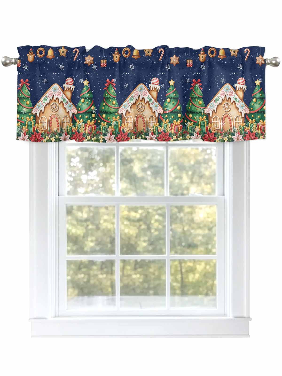 Christmas Tree Valances for Windows Gingerbread House Candy Flower ...
