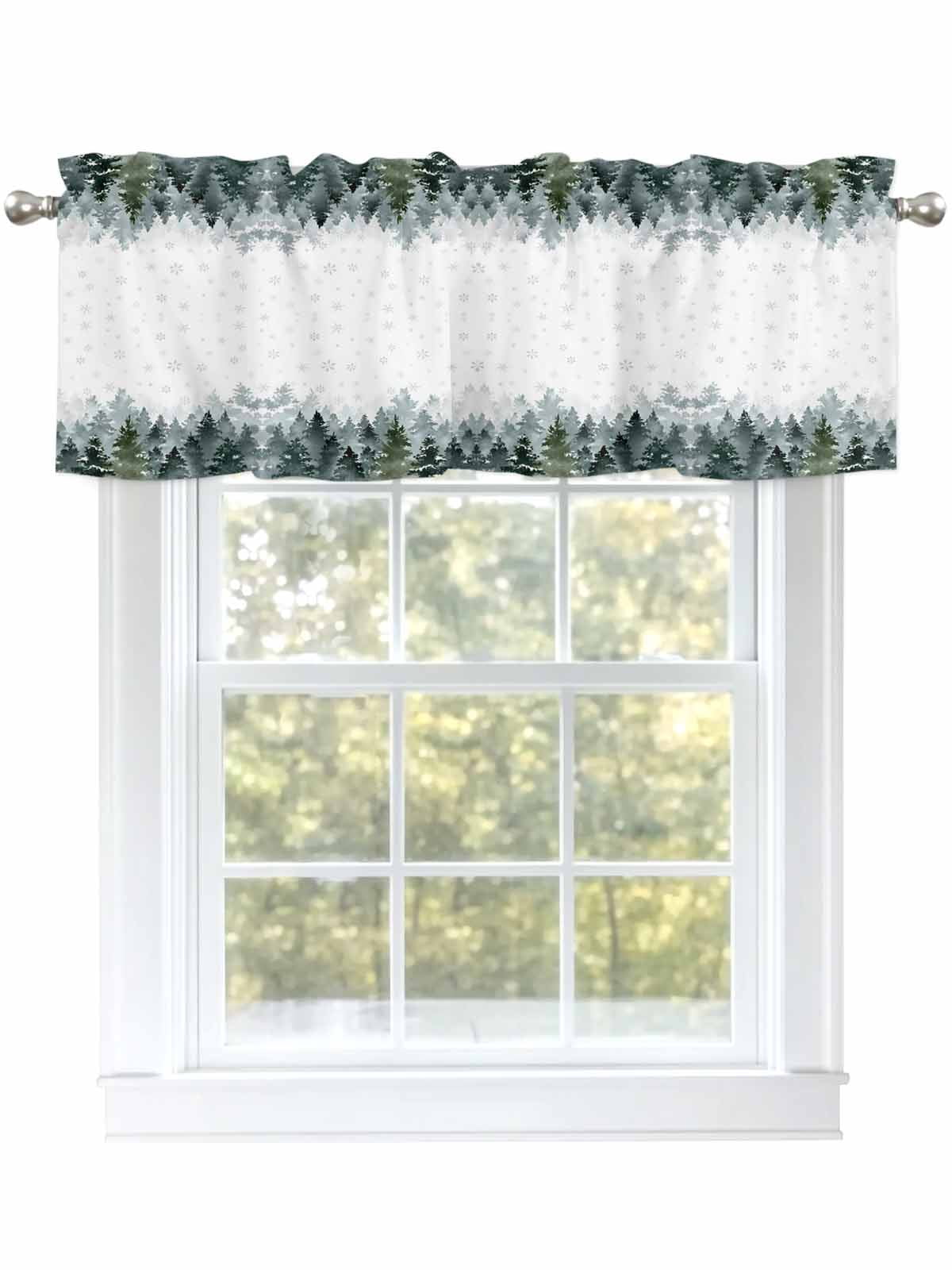 Christmas Tree Valances for Windows Watercolor Green Tree Winter ...
