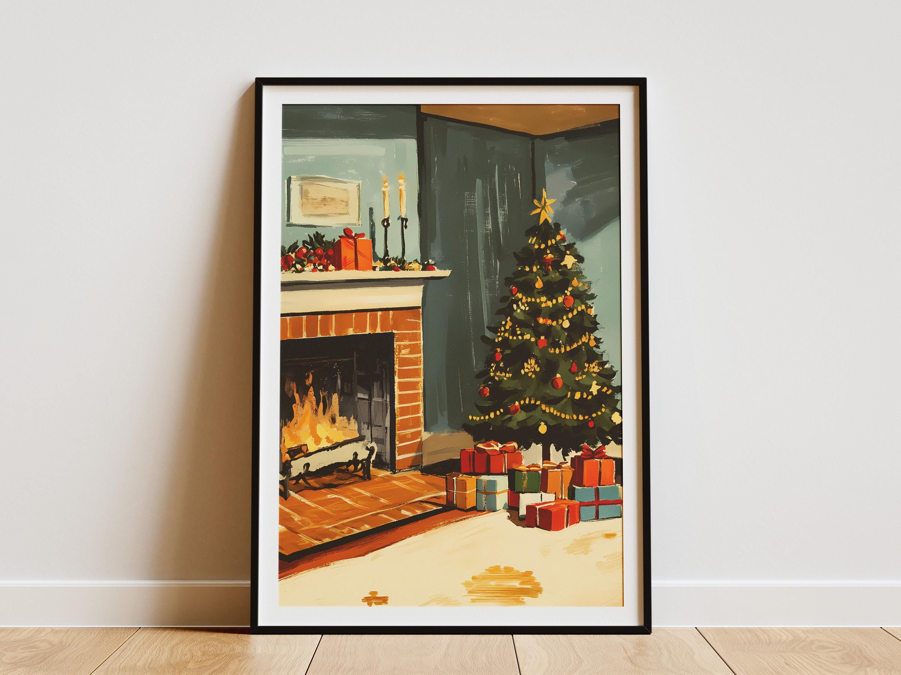 Christmas Tree Vintage Christmas Illustration Poster Holiday Decor ...