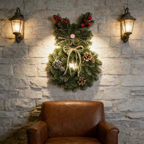 Christmas Tree Wall Hanging - Upside-down Pinecone Wreath, Festive Door ...