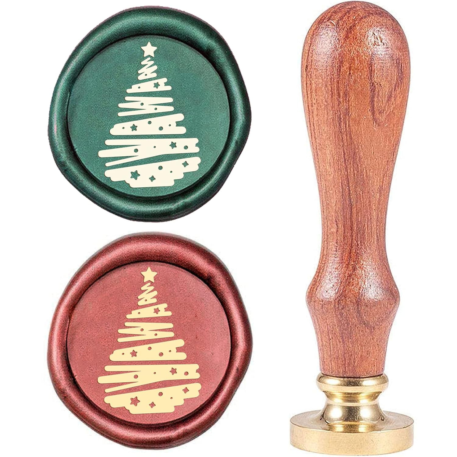 Christmas Tree Wax Seal Stamp Star Vintage X'Mas EVE Brass Head Wooden ...