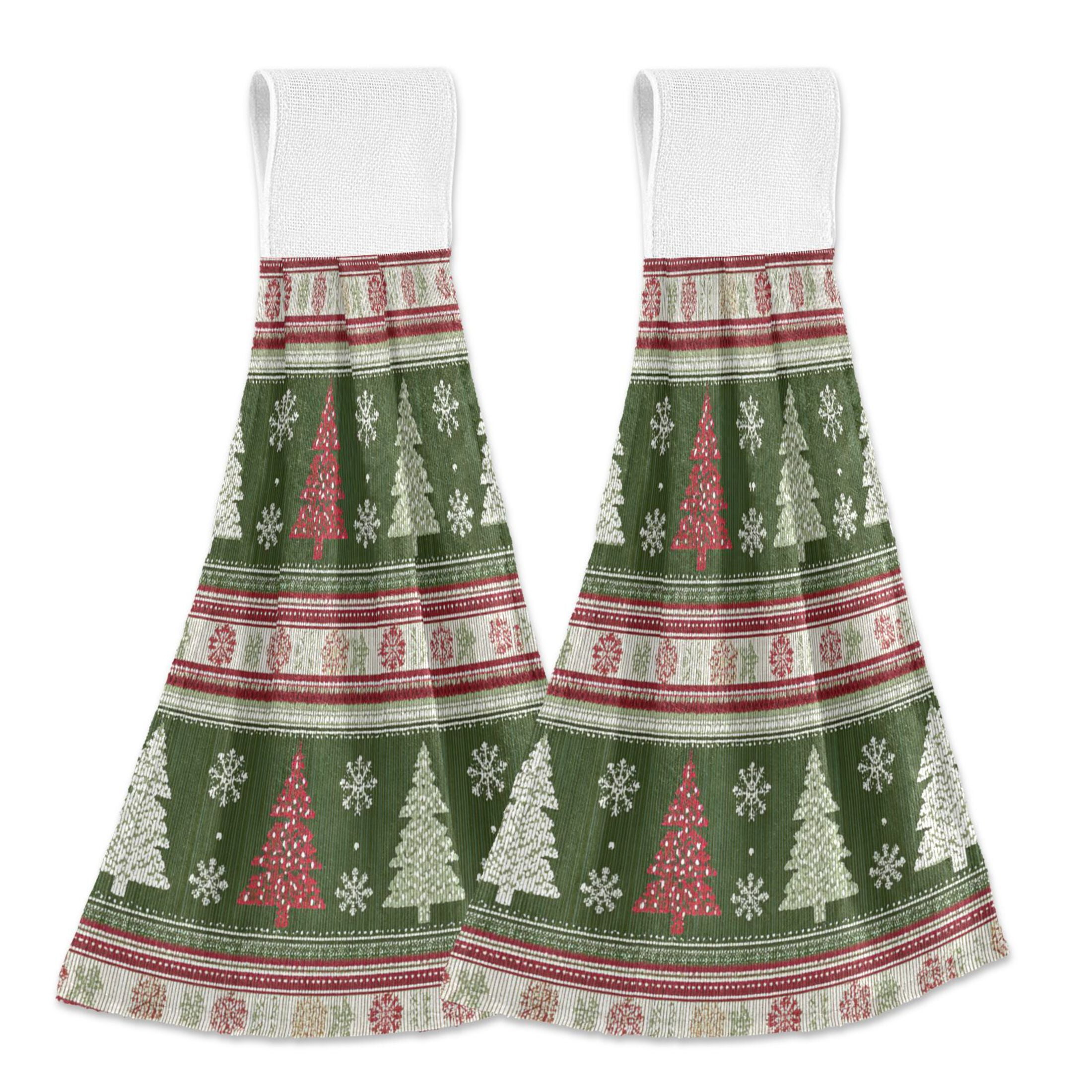 Christmas Tree Weave Pattern Hanging Towels with Loop Hand Towels Nylon ...