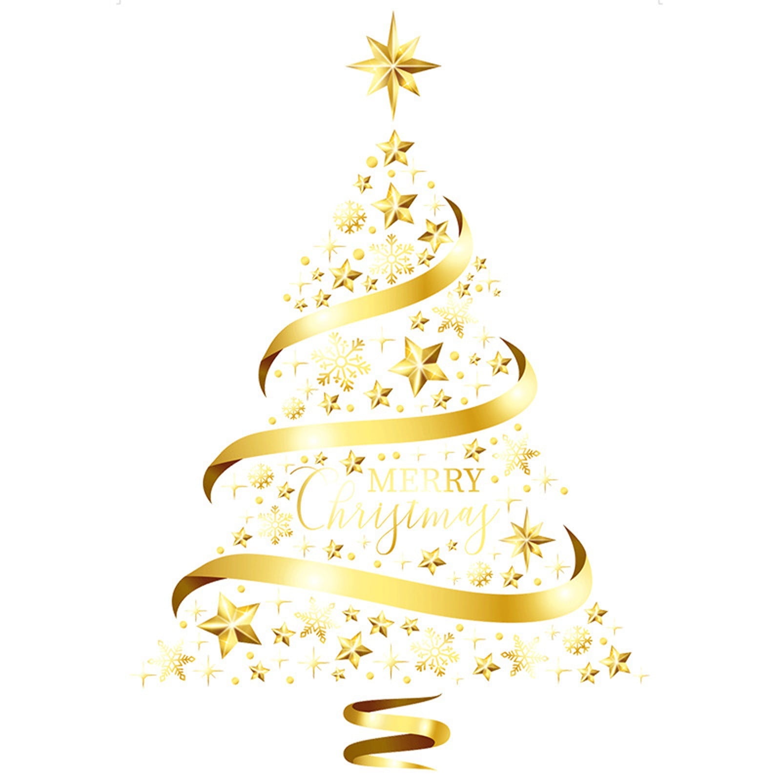 Christmas Tree Window Clings Stickers for Glass, Large Golden Xmas ...