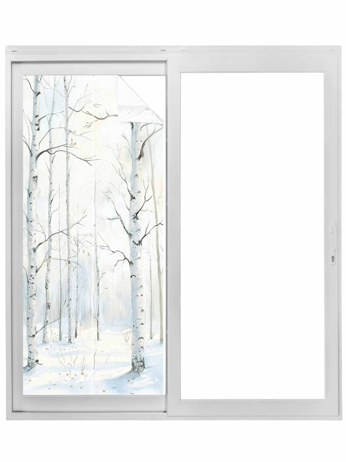 Christmas Tree Window Privacy Film, White Xmas Snowflake Watercolor ...