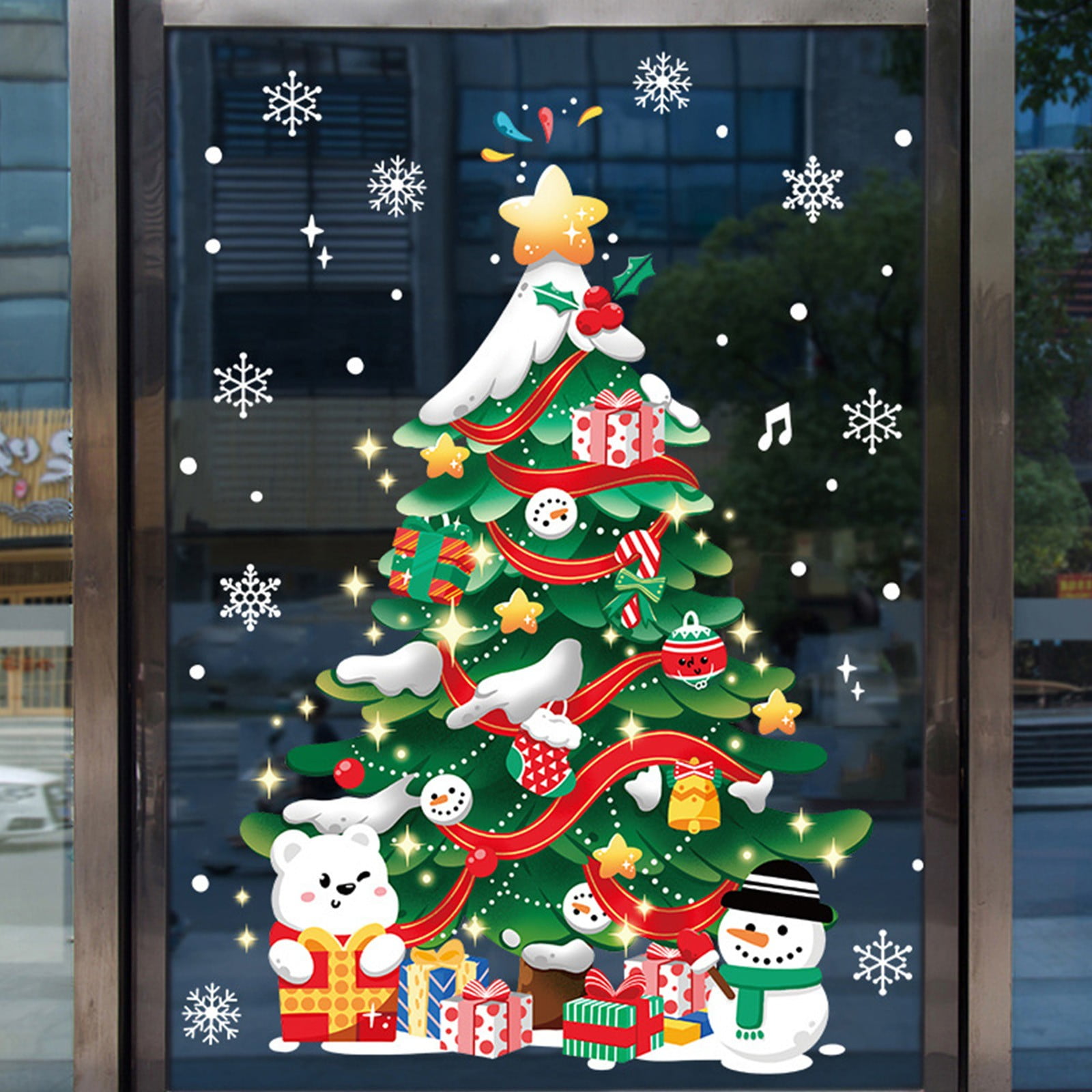 Christmas Tree Window Stickers Glass Stickers Christmas Decals ...