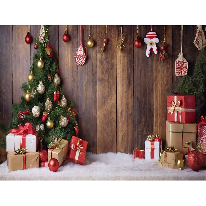 Christmas Tree With Gift Boxes Photography Backdrops Winter Snow ...