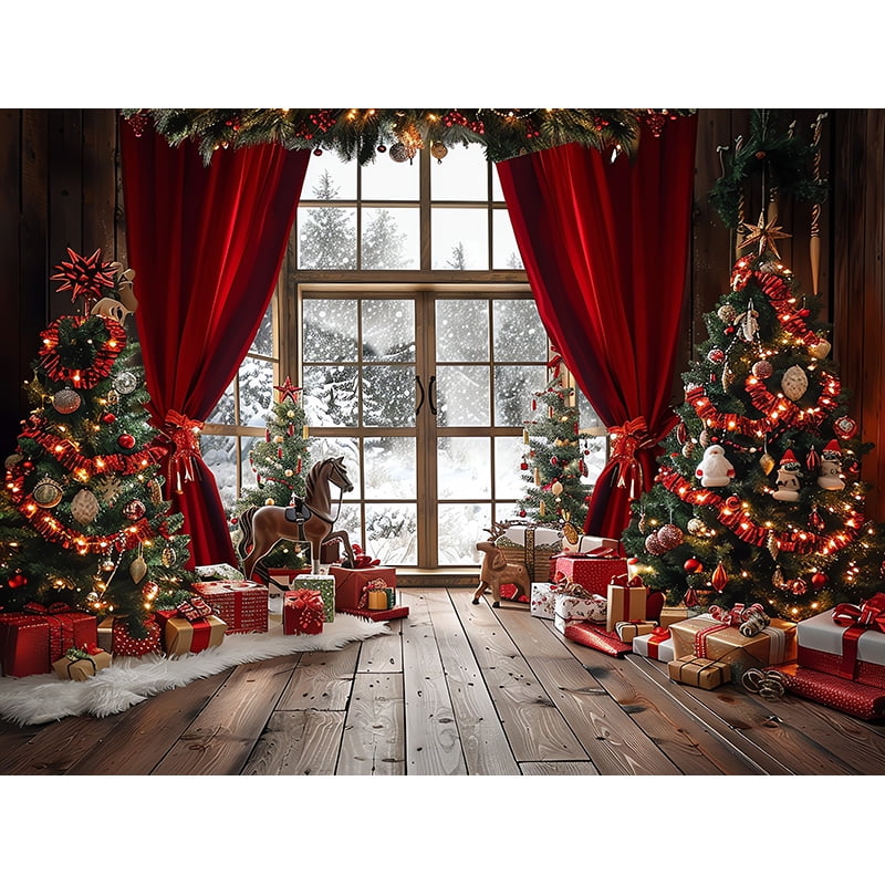 Christmas Tree With Gift Boxes Photography Backdrops Winter Snow ...