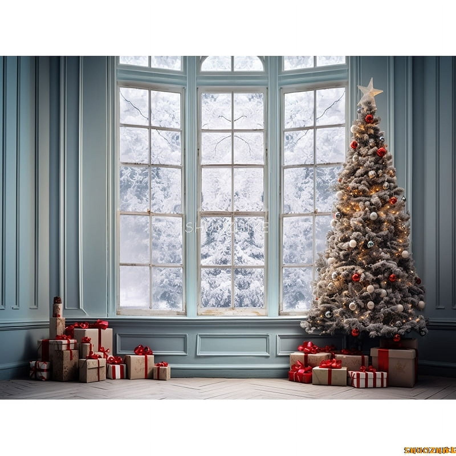 Christmas Tree With Gift Boxes Photography Backdrops Winter Snow ...