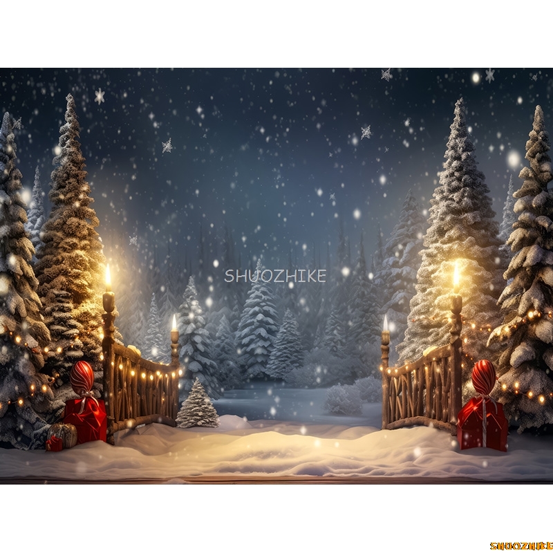 Christmas Tree With Gift Boxes Photography Backdrops Winter Snow ...