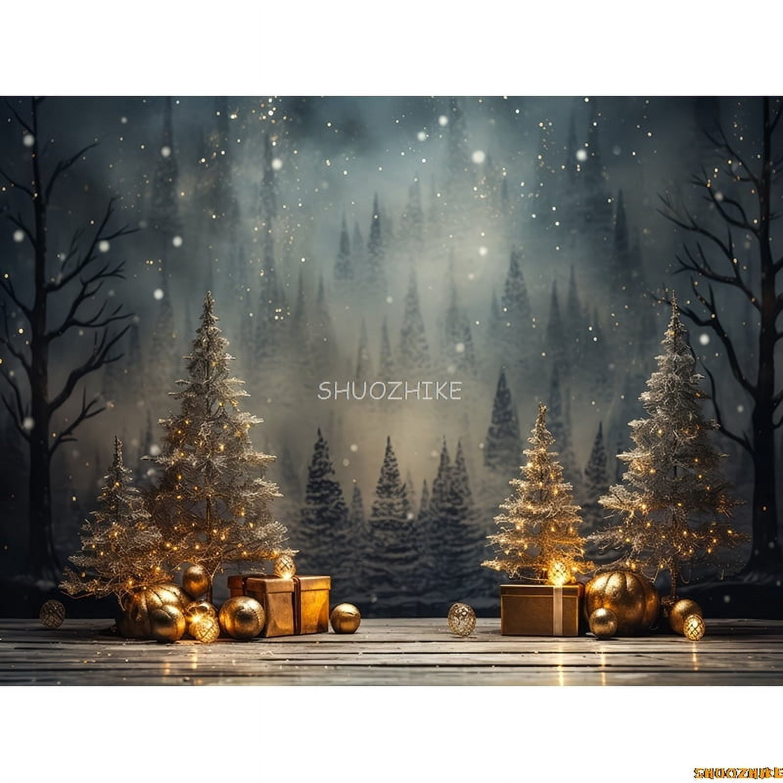 Christmas Tree With Gift Boxes Photography Backdrops Winter Snow ...