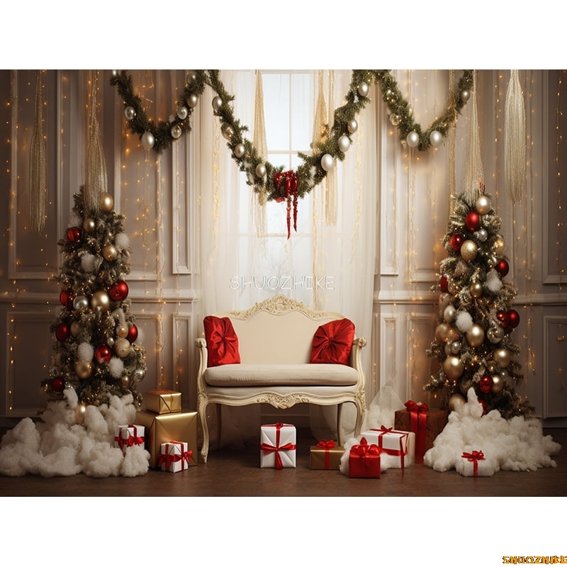 Christmas Tree With Gift Boxes Photography Backdrops Winter Snow ...