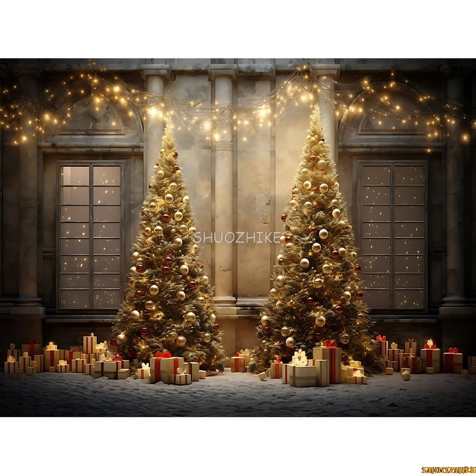 Christmas Tree With Gift Boxes Photography Backdrops Winter Snow ...