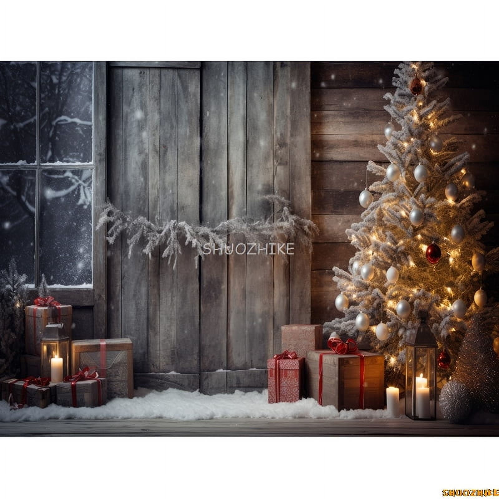 Christmas Tree With Gift Boxes Photography Backdrops Winter Snow ...