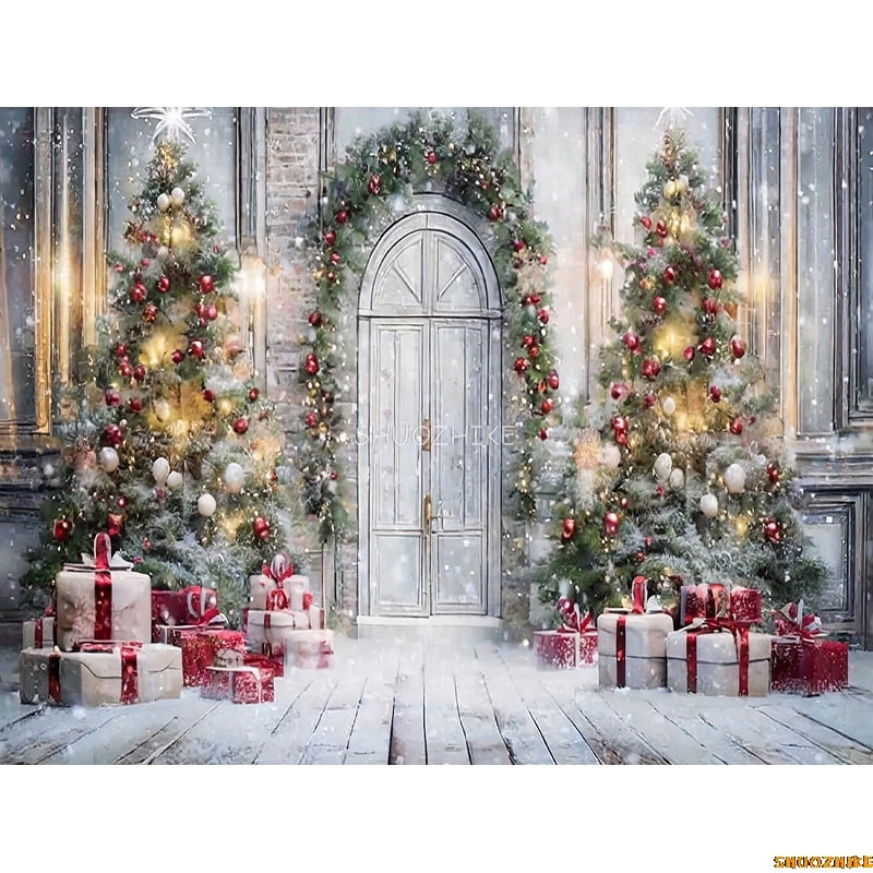Christmas Tree With Gift Boxes Photography Backdrops Winter Snow ...