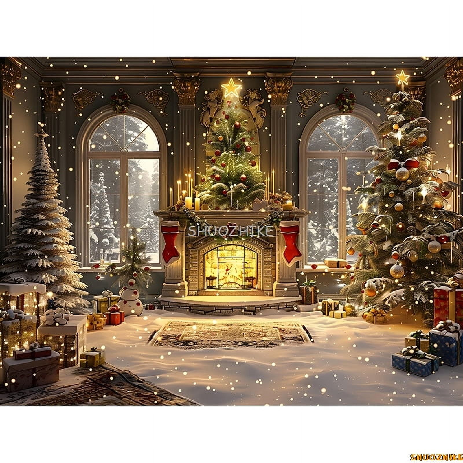 Christmas Tree With Gift Boxes Photography Backdrops Winter Snow ...
