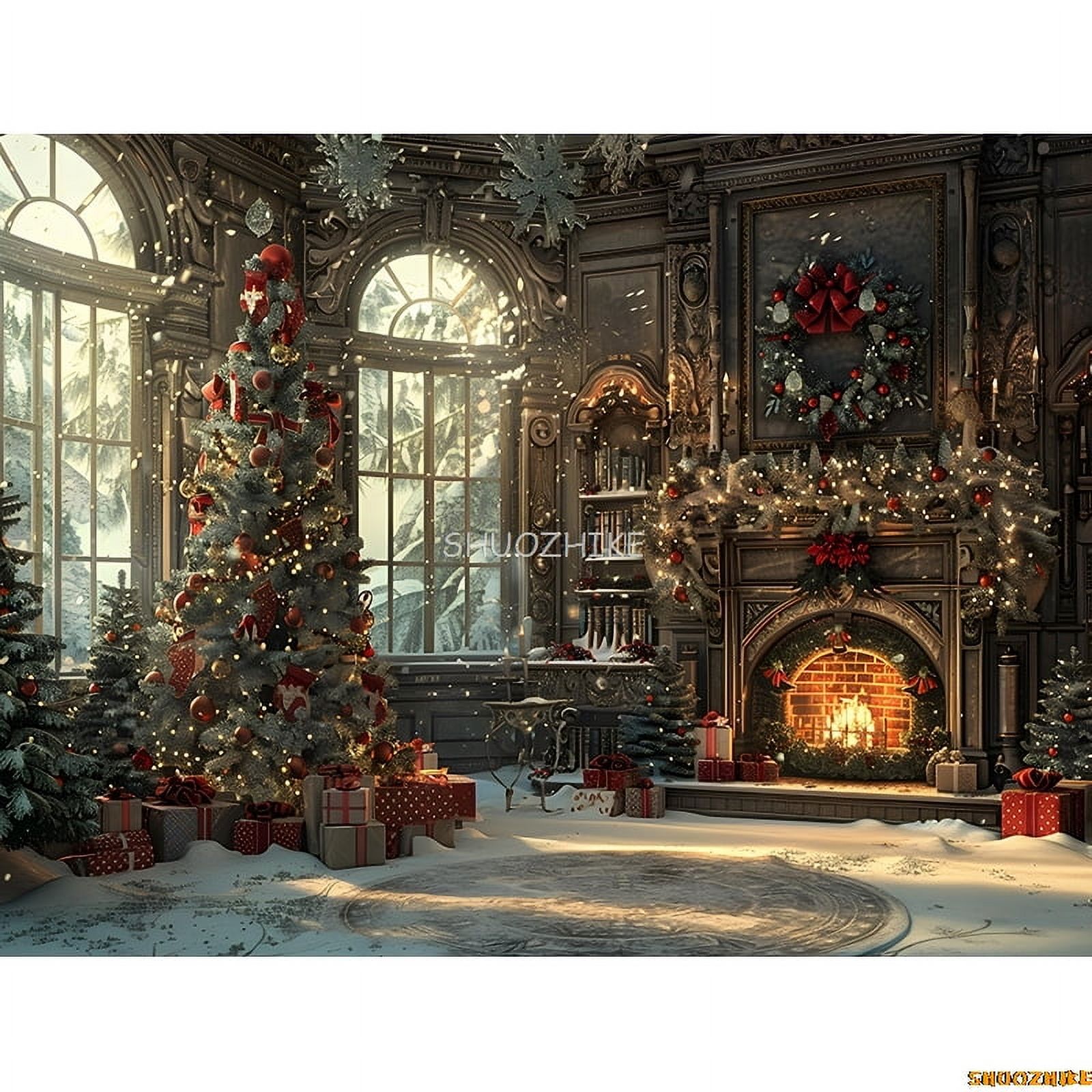 Christmas Tree With Gift Boxes Photography Backdrops Winter Snow ...