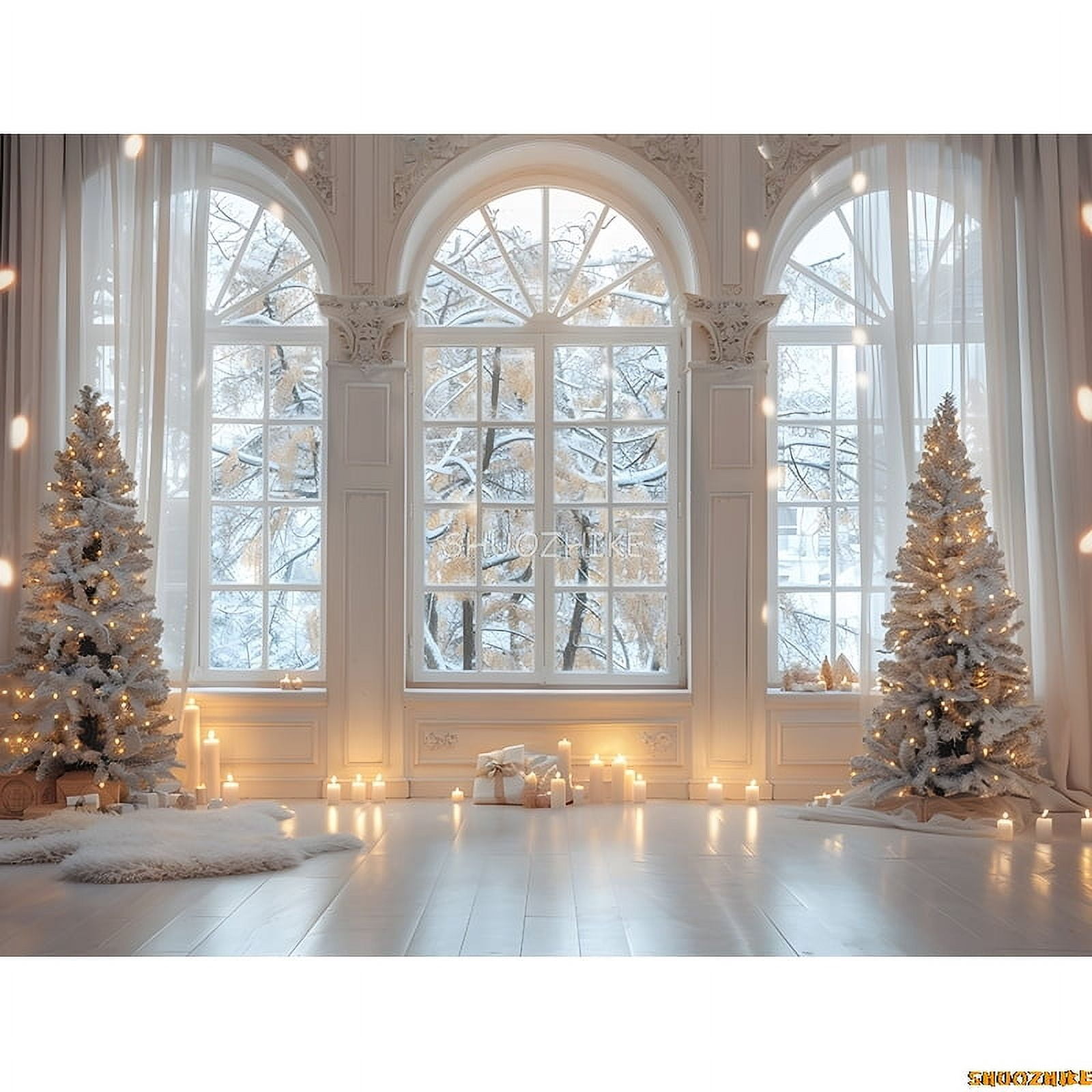 Christmas Tree With Gift Boxes Photography Backdrops Winter Snow ...