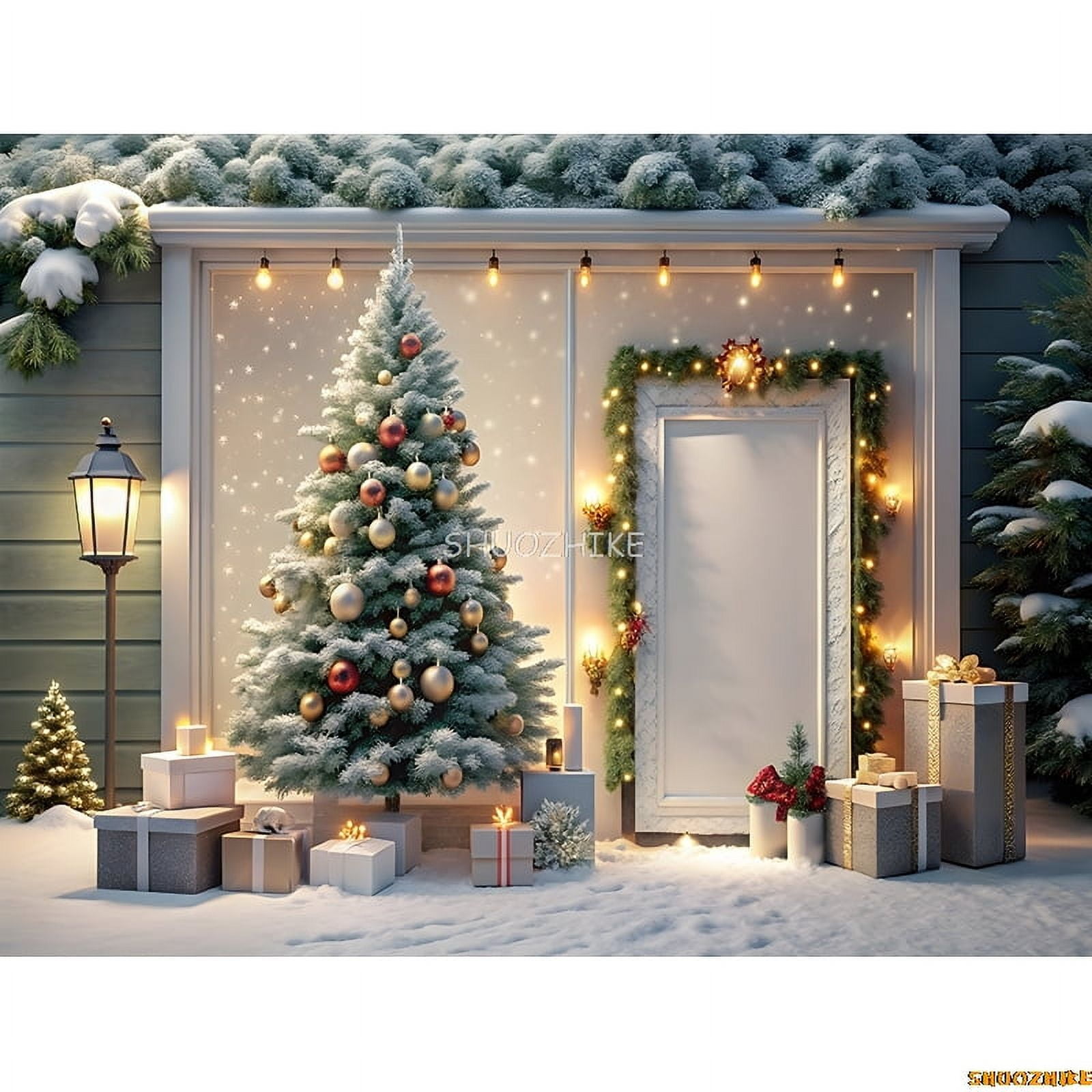 Christmas Tree With Gift Boxes Photography Backdrops Winter Snow ...