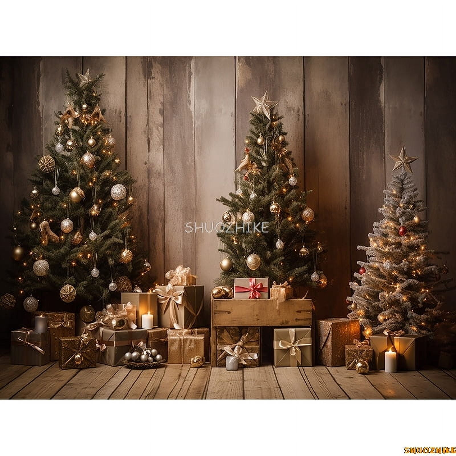 Christmas Tree With Gift Boxes Photography Backdrops Winter Snow ...