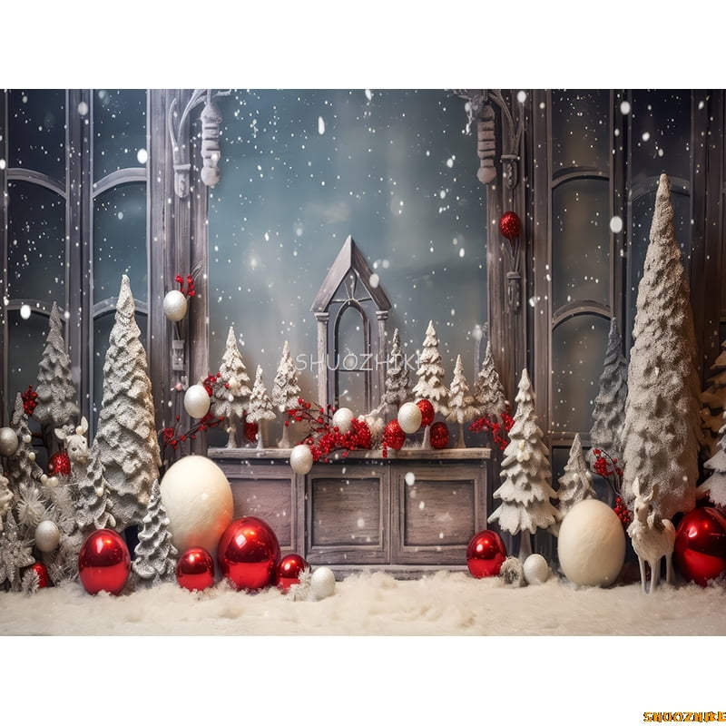 Christmas Tree With Gift Boxes Photography Backdrops Winter Snow ...