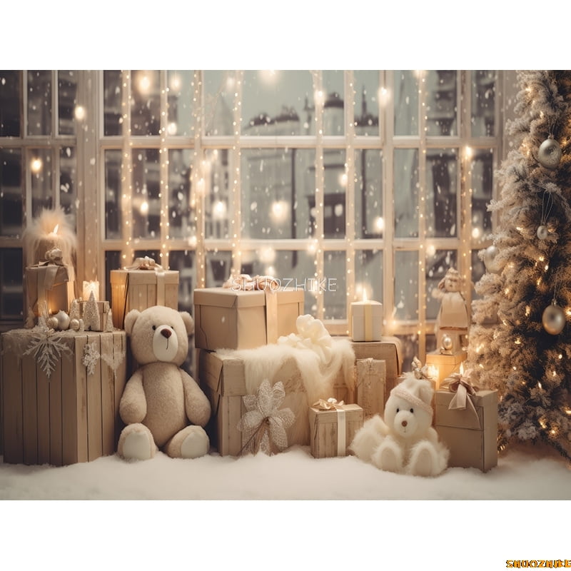 Christmas Tree With Gift Boxes Photography Backdrops Winter Snow ...