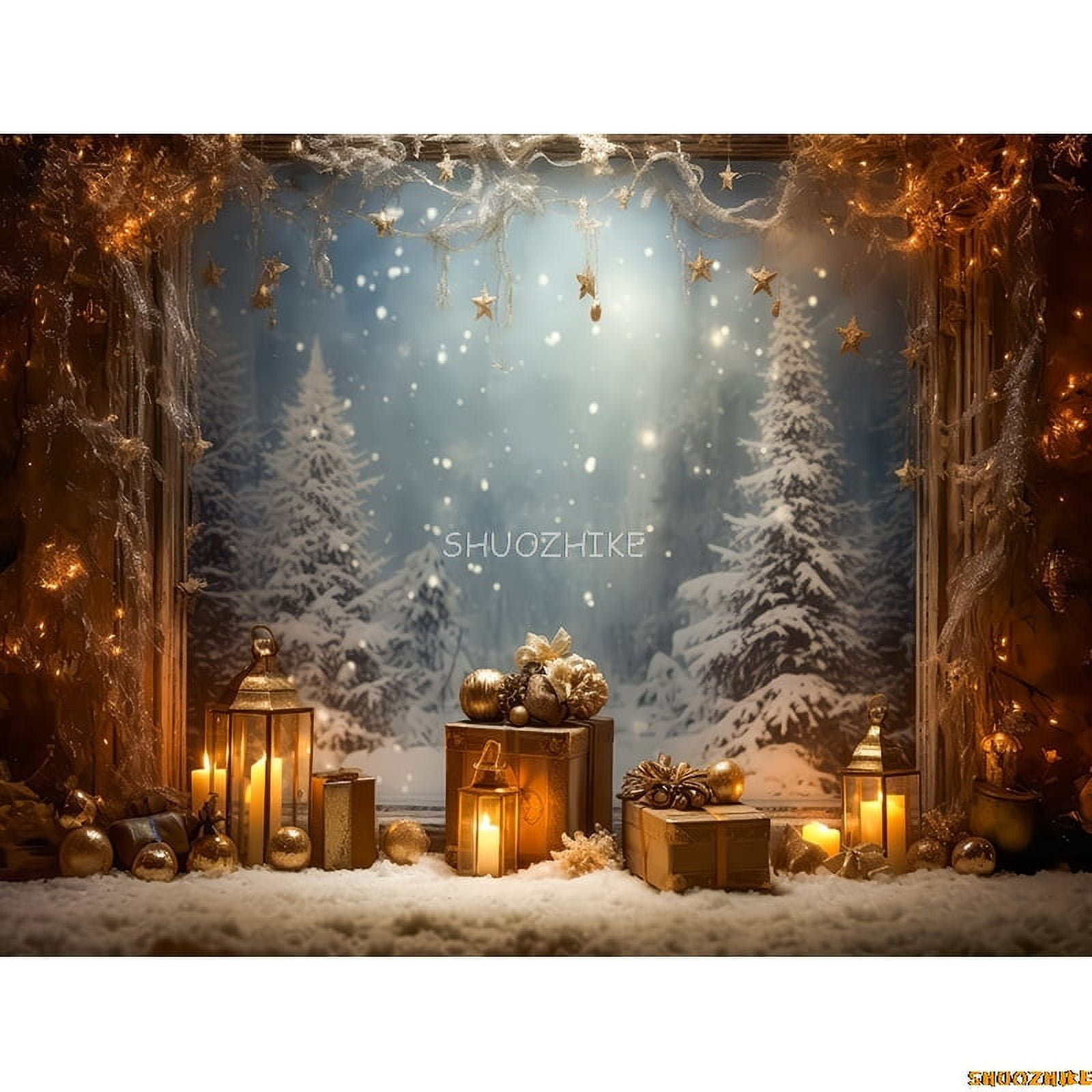 Christmas Tree With Gift Boxes Photography Backdrops Winter Snow ...