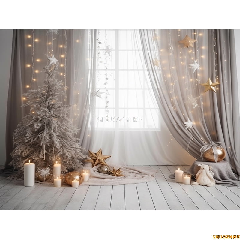 Christmas Tree With Gift Boxes Photography Backdrops Winter Snow ...