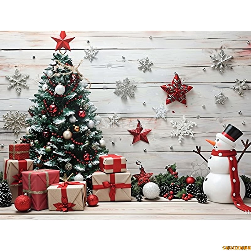 Christmas Tree With Gift Boxes Photography Backdrops Winter Snow ...