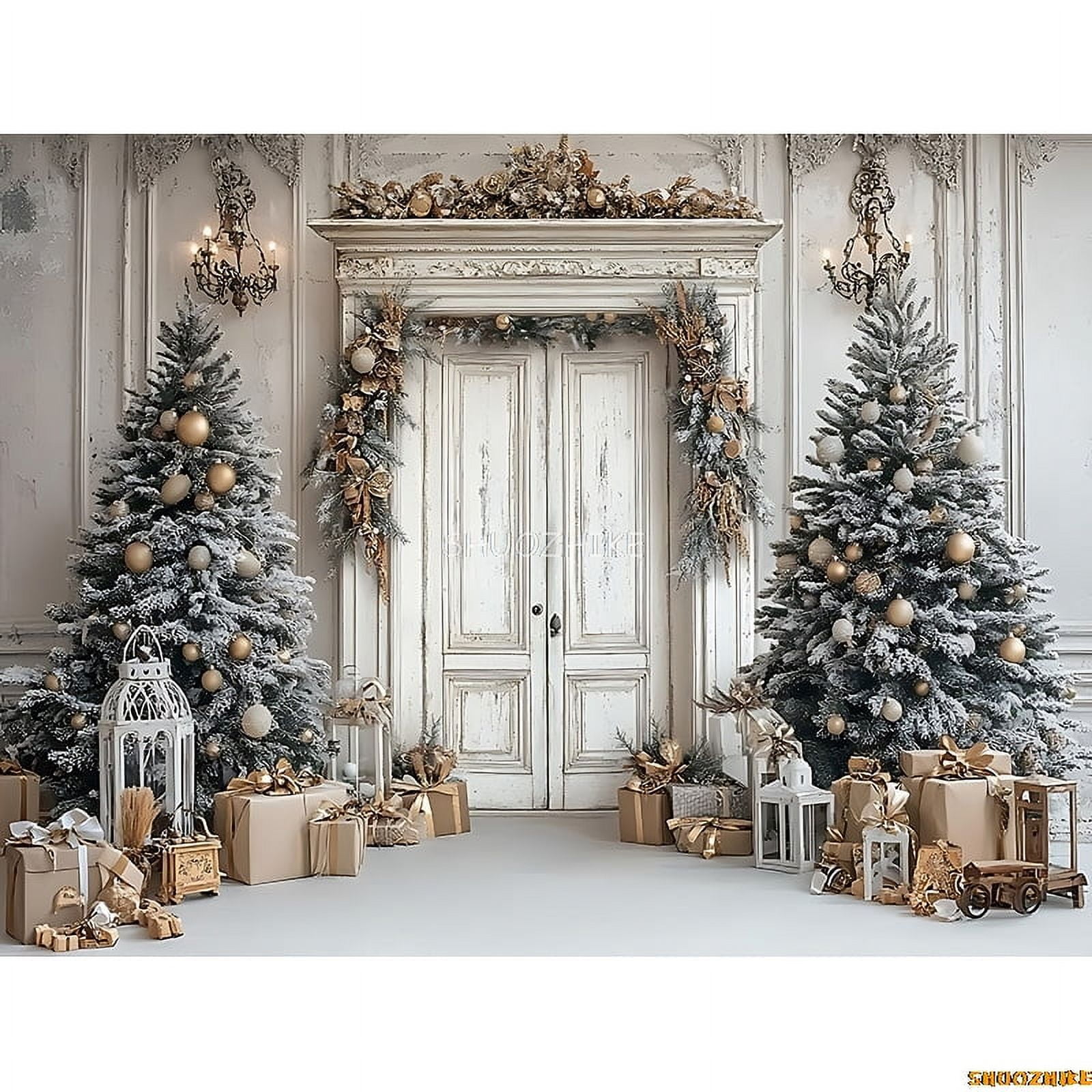Christmas Tree With Gift Boxes Photography Backdrops Winter Snow ...