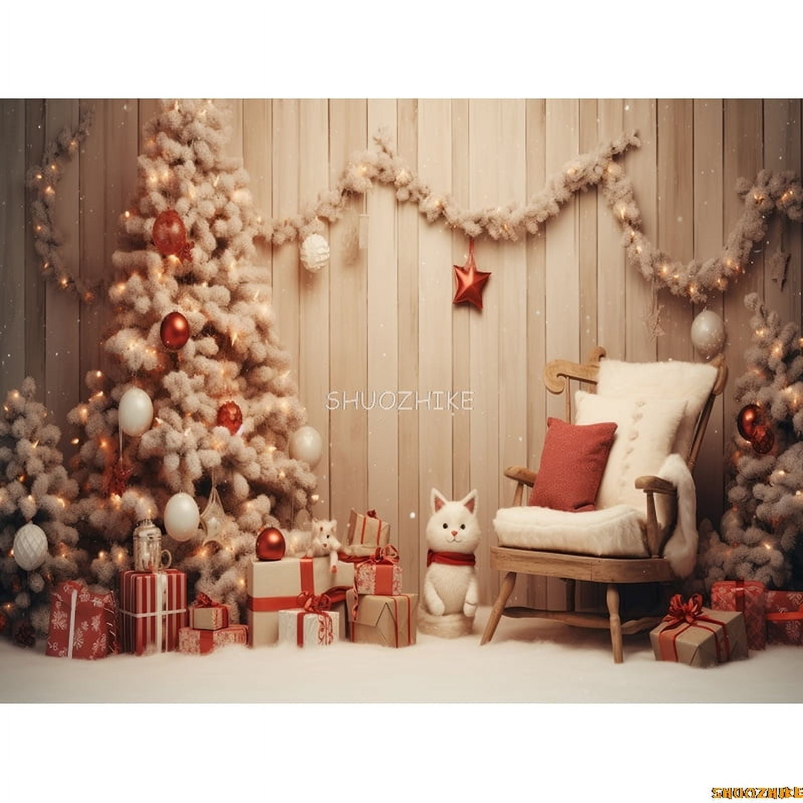 Christmas Tree With Gift Boxes Photography Backdrops Winter Snow ...