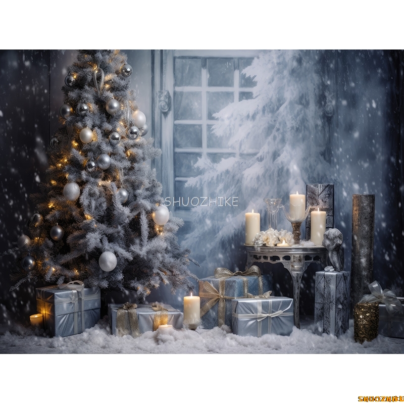 Christmas Tree With Gift Boxes Photography Backdrops Winter Snow ...