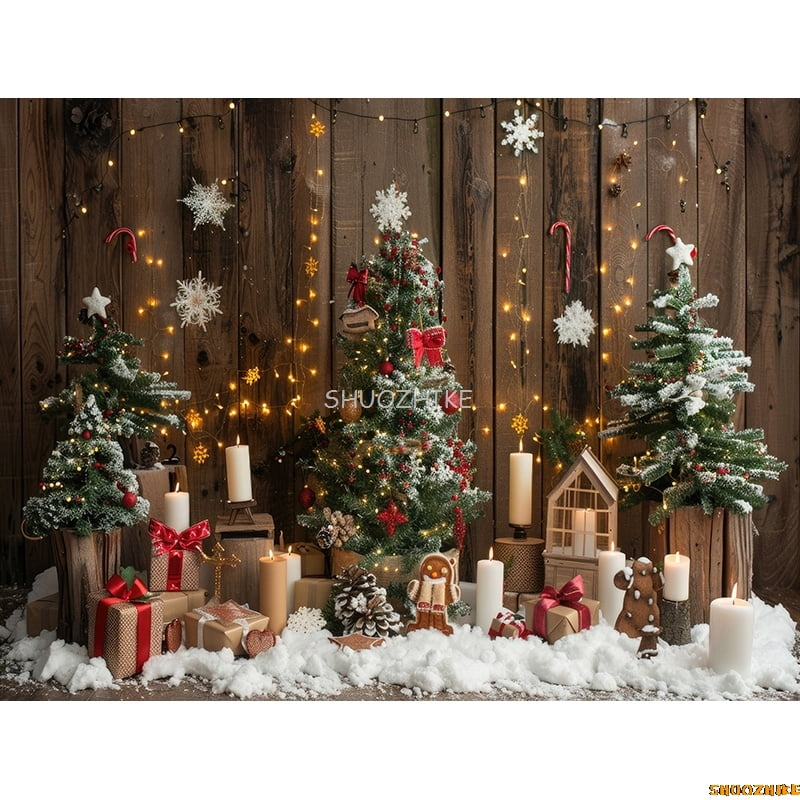 Christmas Tree With Gift Boxes Photography Backdrops Winter Snow ...