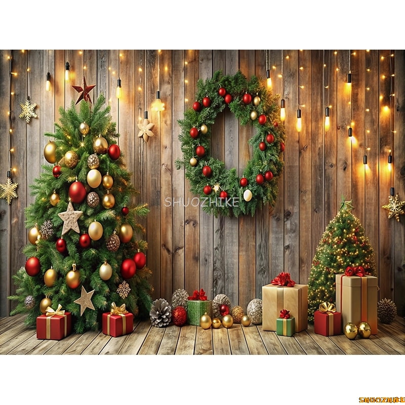 Christmas Tree With Gift Boxes Photography Backdrops Winter Snow ...