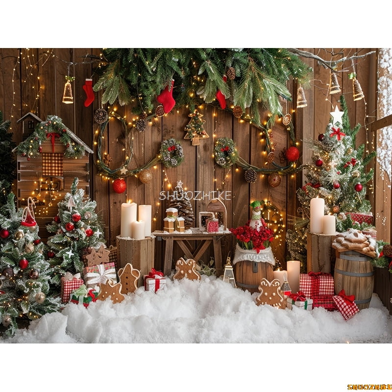 Christmas Tree With Gift Boxes Photography Backdrops Winter Snow ...