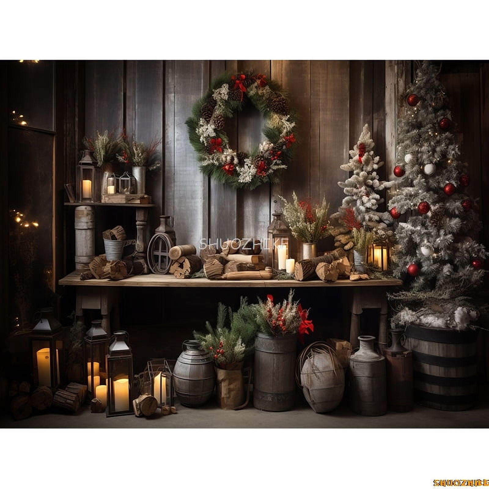 Christmas Tree With Gift Boxes Photography Backdrops Winter Snow ...