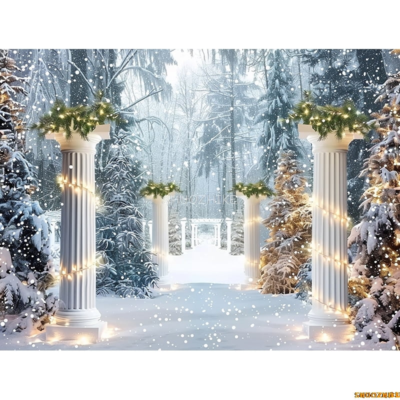 Christmas Tree With Gift Boxes Photography Backdrops Winter Snow ...