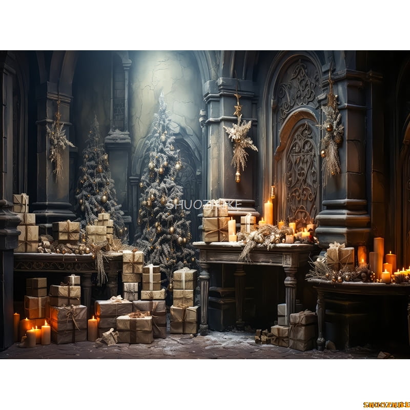 Christmas Tree With Gift Boxes Photography Backdrops Winter Snow ...