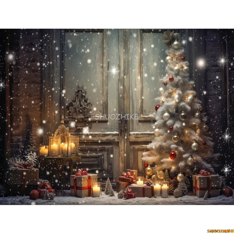Christmas Tree With Gift Boxes Photography Backdrops Winter Snow ...