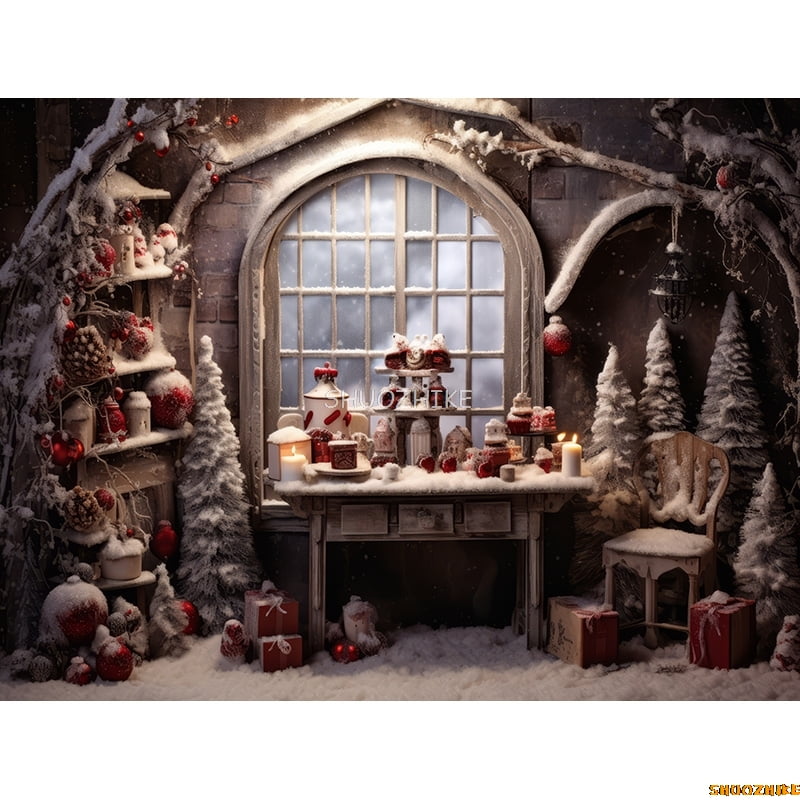 Christmas Tree With Gift Boxes Photography Backdrops Winter Snow ...